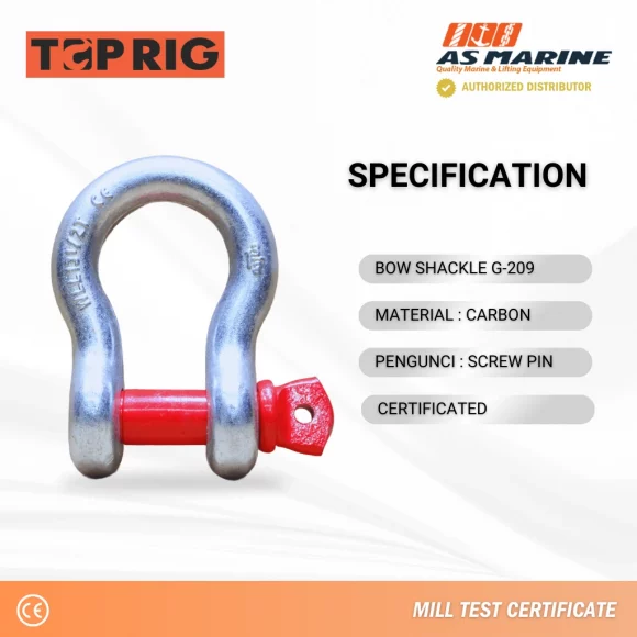 Bow Shackle / Segel Omega Screw PIN G209 - 4.75 Ton Toprig